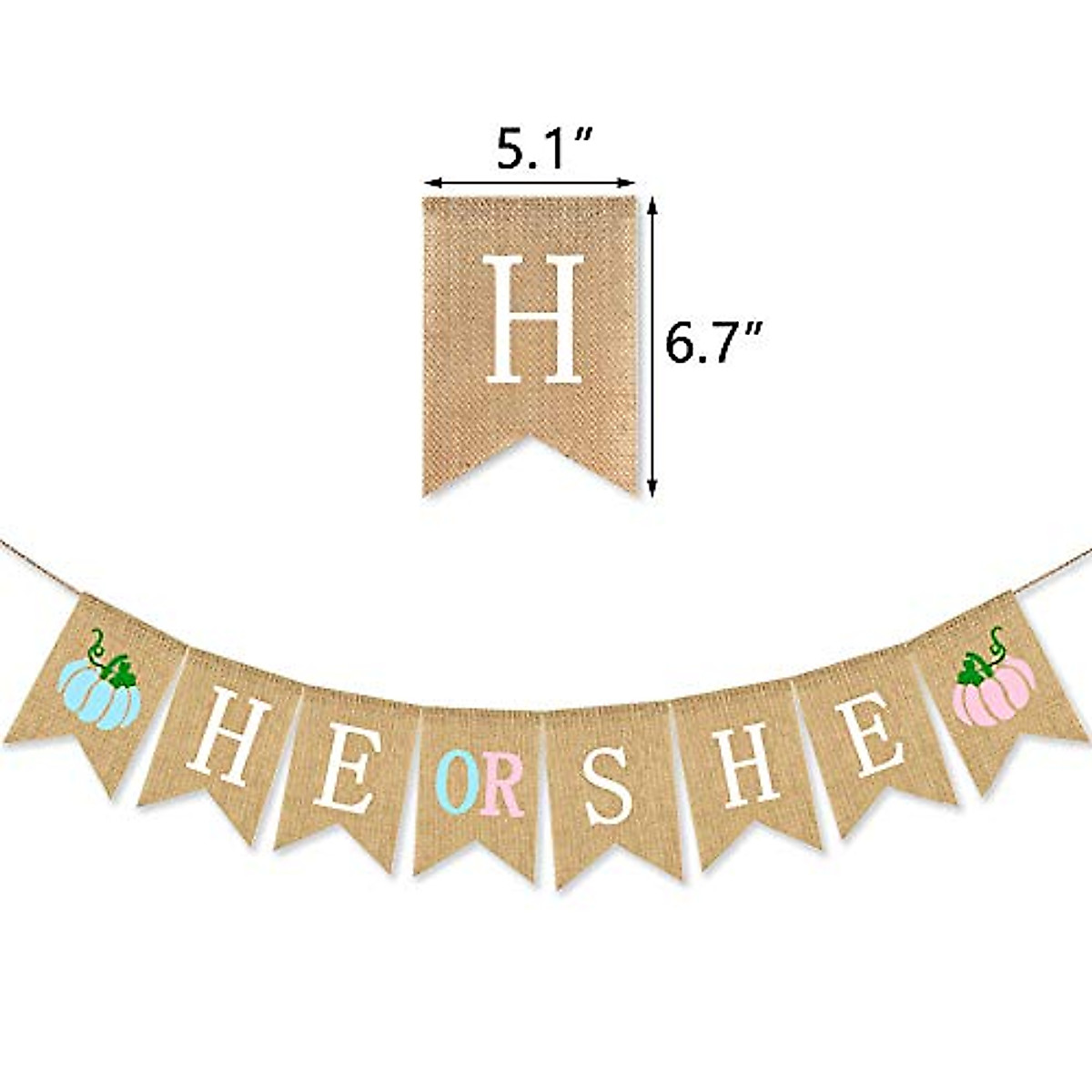 He or She Pumpkin Banner Gender Reveal Baby Shower Garland Autumn Party Decoration Pink Blue Bunting Burlap Flag Boy or Girl Pregnancy Announcement Supplies