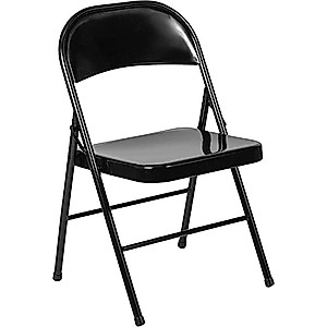 Flash Furniture 4 Pack HERCULES Series Double Braced Black Metal Folding Chair