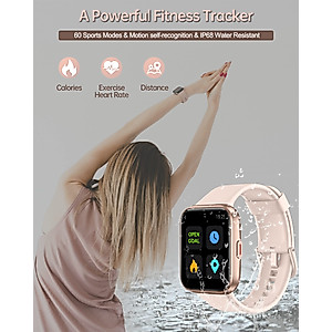 VRPEFIT Smart Watches for Women [Answer/Make Call], 1.7" Touchscreen Fitness Tracker with Heart Rate Blood Oxygen Sleep Monitor Compatible with iPhone & Android, Alexa Built-in, IP68 Waterproof Watch