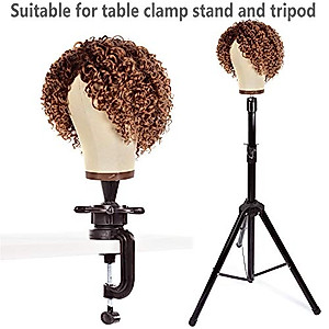 ZGCY 23 Inch Wig Head Cork Canvas Block Head Mannequin Head With Stand for Making Wigs (21''-24''INCH)