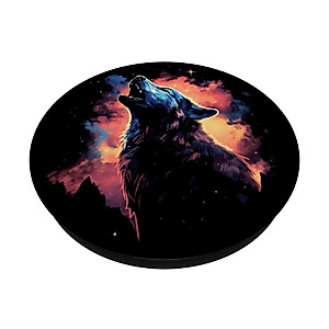Howling Wolf Space Galaxy Stars Wolves Animal PopSockets Swappable PopGrip
