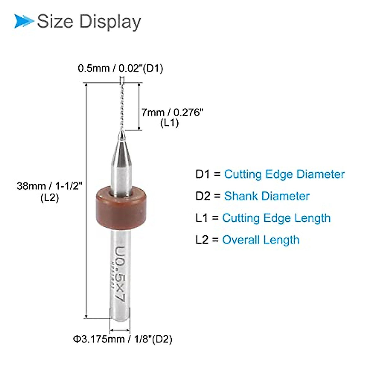CoCud Micro PCB Drill Bits, 1/8" Shank 0.5mm Cutting Edge, Tungsten Carbide Print Circuit Board Drill Bit - (Applications: for CNC Drilling Engraving Machine), 2-Set (20-Pieces)