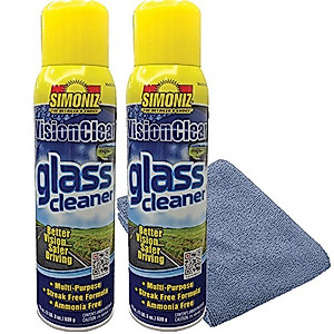 Simoniz Vision Clear Glass Cleaner Streak Free (2-pack) 19oz + LARGE Microfiber Polish Cloth COMBO