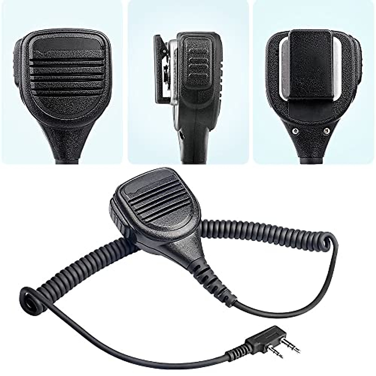 Speaker Mic Compatible with Kenwood, BaoFeng, BTECH, Retevis Radios Remote Shoulder Microphone with PTT and External 3.5mm Earpiece Jack