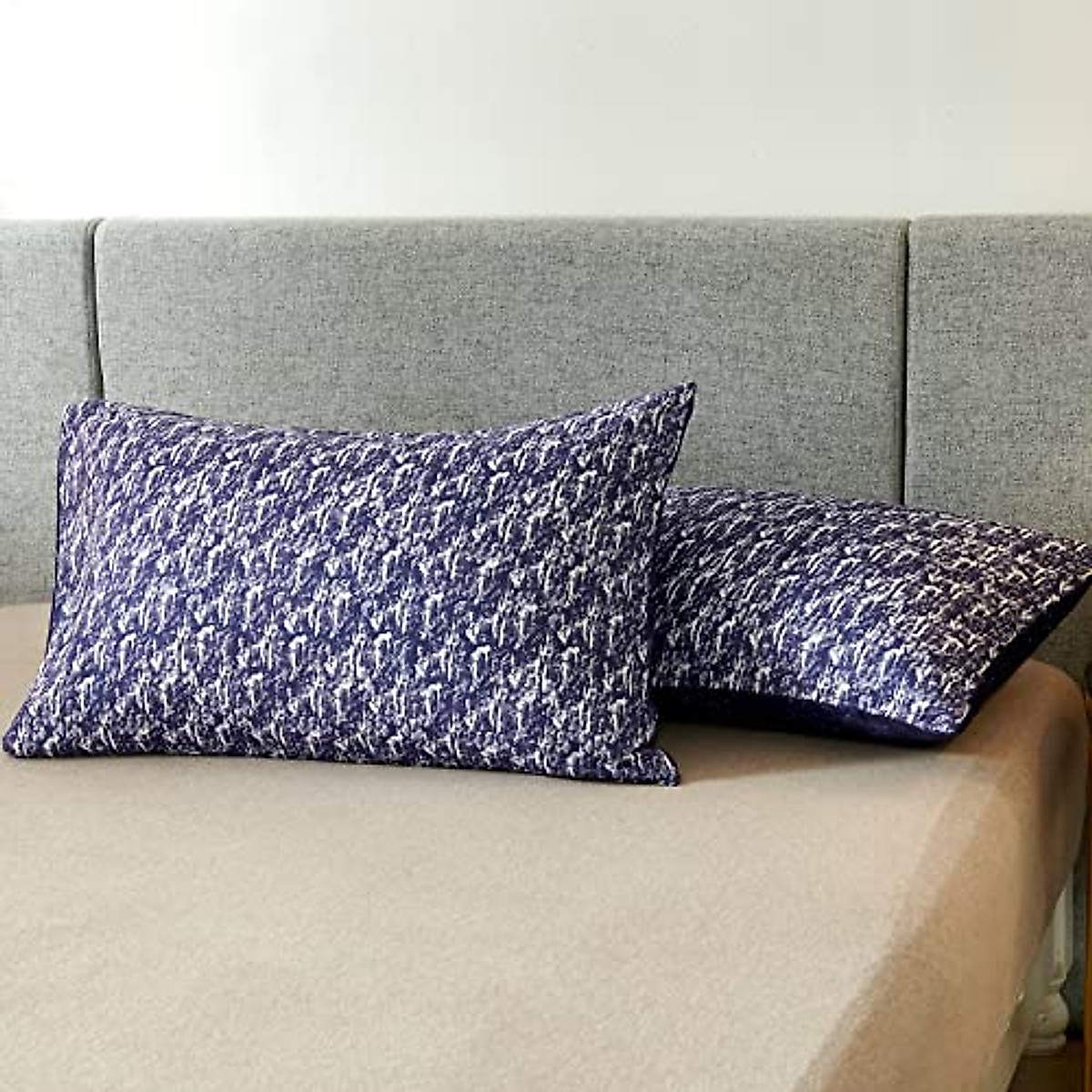 HOMLYNS Duvet Cover Queen Set, Granite Printed Navy Duvet Cover with Zipper Closure & 8 Corner Ties, Soft Microfiber Duvet Cover Set 3 Pieces,Comforter Cover Cooling Duvet Cover (Granite,90"x90")