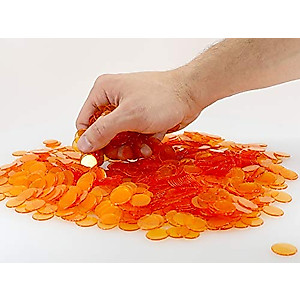 Regal Bingo Plastic Bingo Chips 1000 Pcs - Clear Transparent Counters Game Chips Set for Board Game - Fun Bingo Night - 3/4 Inch Orange Color