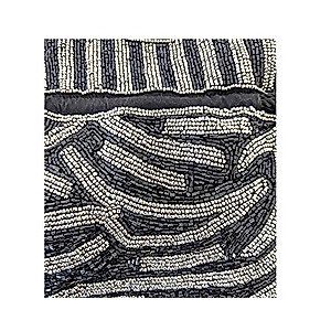 CRAFT BAZAAR Women Handmade Indian Potli Bag, Bead Zebra Bag, Standing Drawstring Purse, Mini Bucket Bag With Wristlet and Tassels