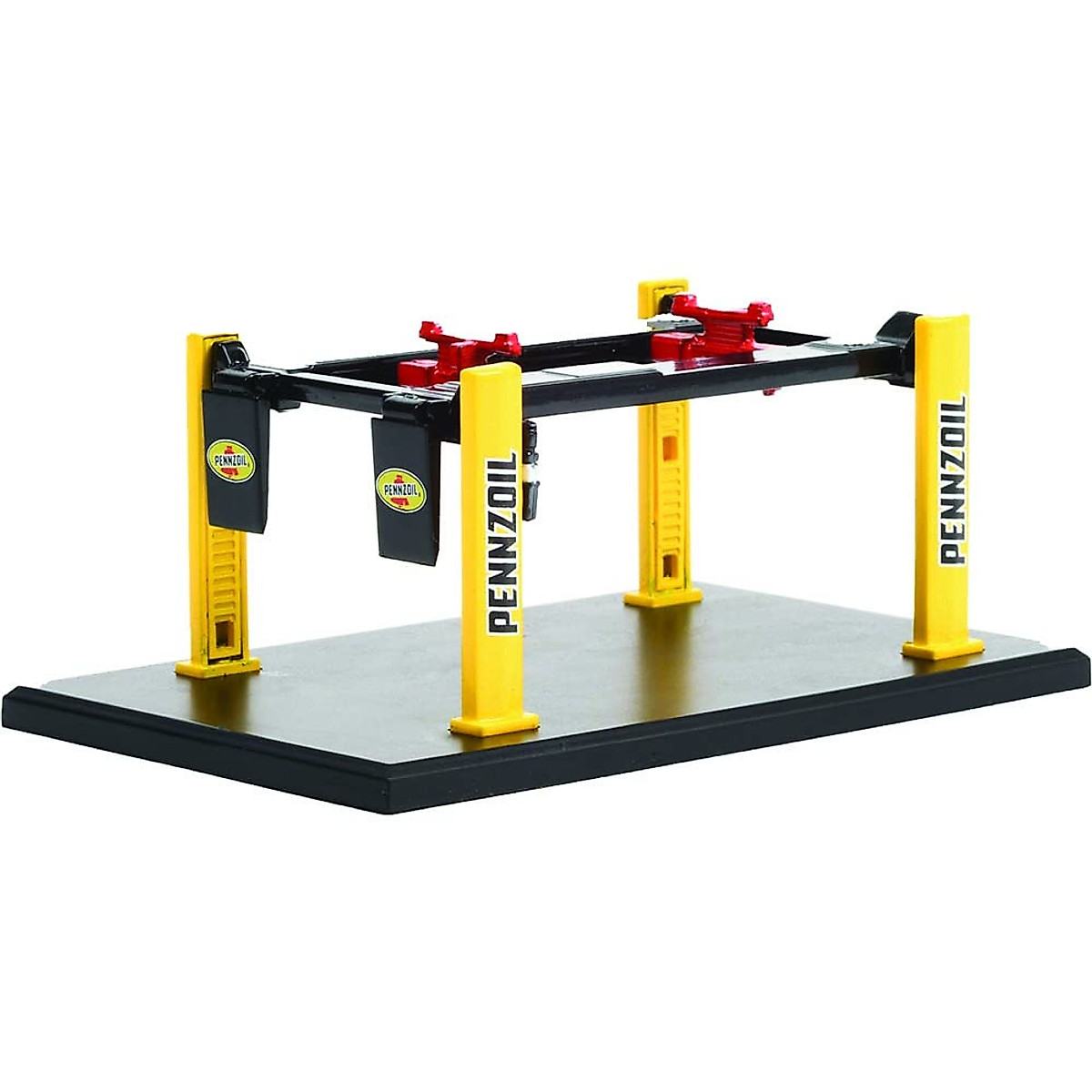 Adjustable Four-Post Lift Pennzoil Black and Yellow Four-Post Lifts Series 3 1/64 Diecast Model by Greenlight 16130 C