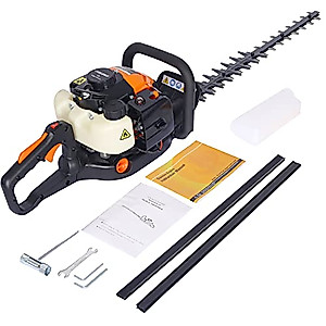 26cc 2-Cycle Gas Powered Hedge Trimmer, 24inch Double Sided Blade Recoil Gasoline Trim Blade, Orange & Black