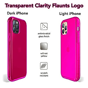 NYCPrimeTech iPhone 13 Pro Case/Slim & Soft Transparent Neon Pink Cover with Bumper Edge for iPhone 13 Pro/Cute Flexible & Stylish Protection // 6.1"(Hot Pink)