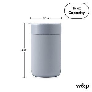 W&P Porter Ceramic Mug w/ Protective Silicone Sleeve, Blush 16 Ounces | On-the-Go | No Seal Tight | Reusable Cup for Coffee or Tea | Portable | Dishwasher Safe