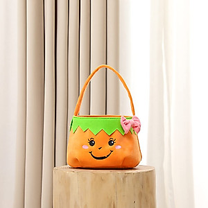 THOVSMOON Halloween Trick or Treat Bags,Halloween Candy Basket Tote, Tote Gift bucket for Halloween Party Favor Supplies (Pumpkin)