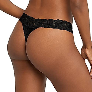 Maidenform Underwear Pack, All-Over Lace Thong Panties for Women, 3-Pack, Black/Black/Black
