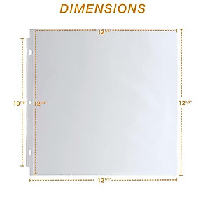 Samsill Scrapbook Refill Pages 12x12 Inches, 100 Pack, Super Heavyweight, Clear, Fits 3 Ring Scrapbook Binders and 12x12 Photo Album Refill Pages, Archival Safe, Top Loading, Acid Free, PVC Free