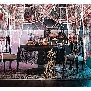 Moon Boat 364” x 30” Halloween Cheesecloth Decorations Creepy Cloth + Spider Web - Hallowmas Haunted House Indoor Outdoor Party Decor