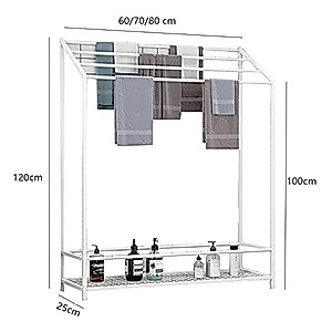 -Shelf Freestanding Towel Drying Racks for Bathroom,Stainless Steel Tall Towel Holder Stand with Bars and Bottom Shelf,Bath Accessories Bathroom Balcony Shelves/White/80 * 25 * 120Cm
