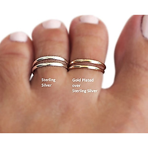 Handmade Silver Adjustable Double Band Toe Ring, 925 Sterling Silver, Classic Dainty Two Lines Open Toe, Pinky, or Knuckle Rings for Women, By MiYa Jewelry Creations
