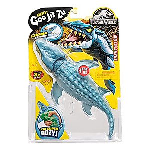 Heroes of Goo Jit Zu Jurassic World Hero Pack, Mosasaurus, 4.5" Long - Stretchy, Squishy Dinosaur Figure with Chomp Attack Action and Unique goo Filling.