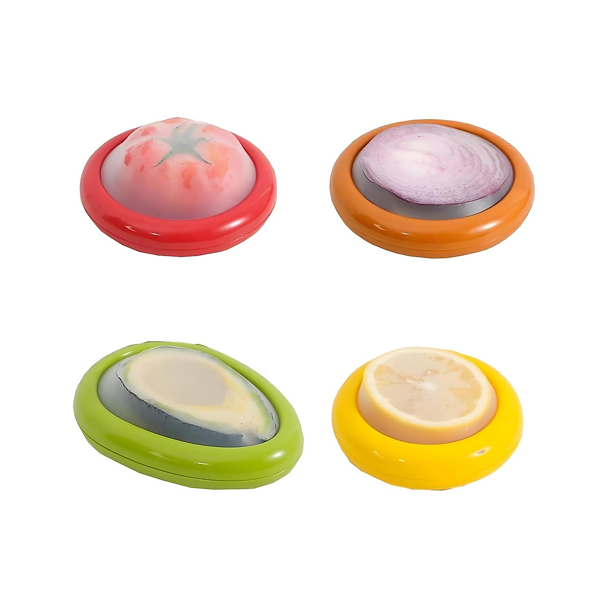 Silicone Fruit and Vegetable Storage Box Set, Fruit And Vegetable Anti-Oxidation Storage Box,Silicone Fruit and Vegetable Storage Containers Set for Fridge Keep Fresh(4 Pcs)
