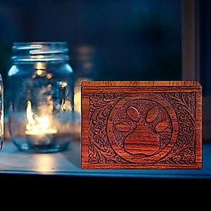 EARTHLY HOME Keepsake Urn for Ashes, Wooden Urn for Human Pet Ash, Funeral Cremation Urn for Ashes Cat Dog Urn, Urns Box for Kids Men Adult, Dog Ashes Urn - Small (6 X 4 X 2.75 inches), Bordered