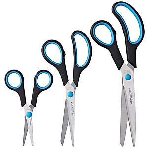 Westcott Easy Grip Soft Grip Scissor - Black/Blue (Set of 3)