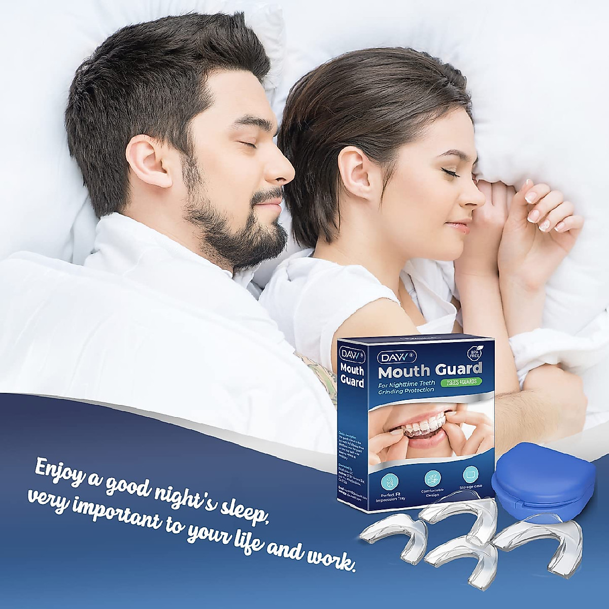 DAVV Mouth Guard for Clenching Teeth at Night, Upgraded Night Guards for Teeth Grinding, Professional Mouth Guard for Grinding Teeth, Stops Bruxism and Teeth Clenching with Travel Hygiene Case (4)