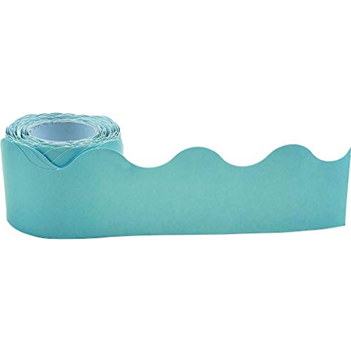 Teacher Created Resources Light Turquoise Scalloped Rolled Border Trim - 50ft - Decorate Bulletin Boards, Walls, Desks, Windows, Doors, Lockers, Schools, Classrooms, Homeschool & Offices