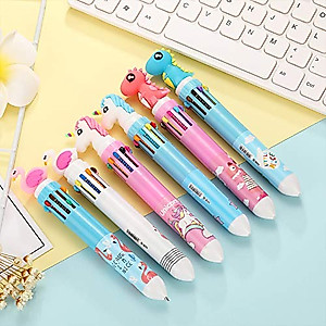 12 Pieces Unicorn Pen Shuttle Pens 10-in-1 Retractable Ballpoint Pen for Office School Supplies Party Gifts