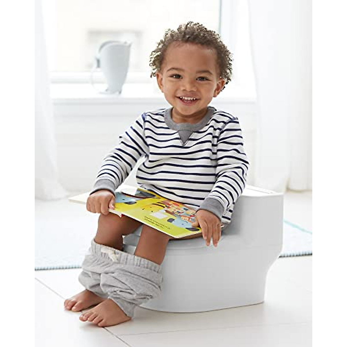 Skip Hop Potty Training Toilet with Easy Clean Coating & Baby Wipes Holder, White