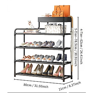 Johofiow Versatile Shoe Cabinet with Storage Rack,Entryway Shoe Rack, Shoe Stand for Closet,Stackable Boot & Shoe Storage,for Entryway,Hallway,Living Room,Closet (White, 4-Tier)