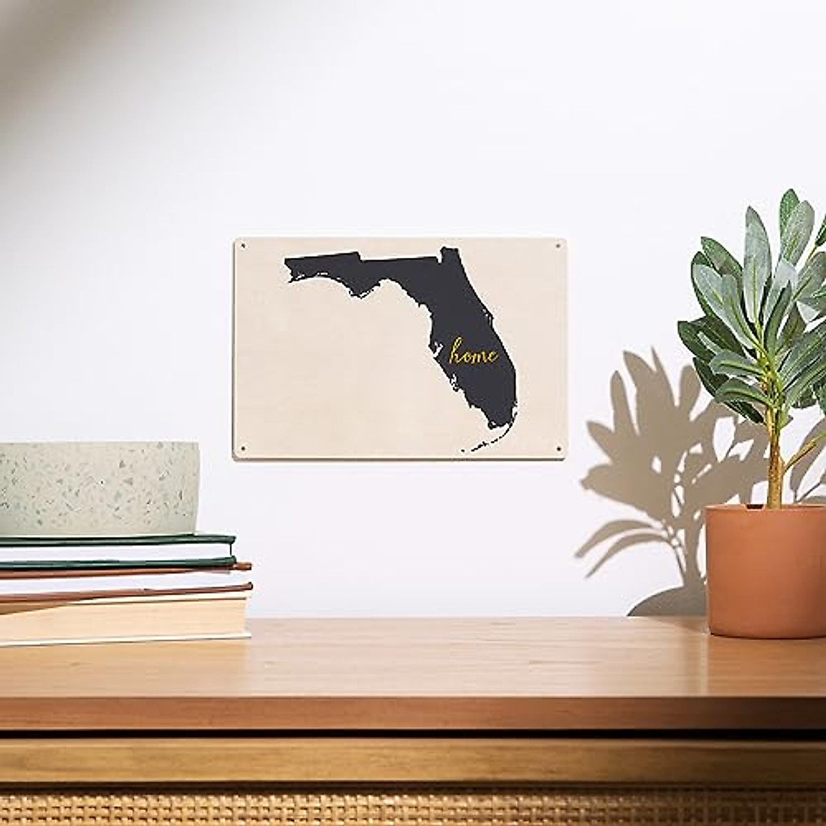 Lantern Press 6x9 Inch Wood Sign, Ready to Hang Wall Decor, Florida, Home State, Gray on White