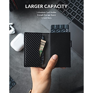 VULKIT Men's Slim Wallet Pop Up Card Holder RFID Blocking Metal Wallet Minimalist Design Holds Up to 11 Cards