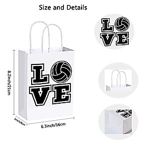 xinglong 12 pcs volleyball party gift bags with Handle, Sport themed birthday party snacks candy gift boxes, black volleyball paper bags for party baby shower Decor