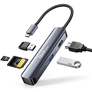 USB C Hub 4K 60Hz, USB C Adapter, Dockteck 5-in-1 USB-C Hub Multiport Adapter, SD/Micro SD Card Reader, 2 USB 3.0, for MacBook Air/Pro, iPad Air/Pro, XPS