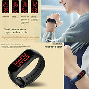 TRACER Bracelet Smart Wristband Watch Body Temperature Measuring Real-time Display Smartwatches,Waterproof - Black