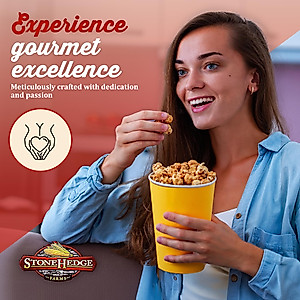 Stonehedge Farms Caramel Flavored Popcorn - 32 oz (Pack of 2) Reclosable Barrels - 4 Pounds of Popcorn - Made in the USA - Gluten Free