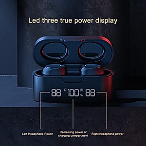 LED Power Digital Display Wireless Bluetooth Earbuds in Ear - Light-Weight Headphones - Built-in Microphone - HiFi Sound Quality Sound with Charging Case - Designed for Sports & Game