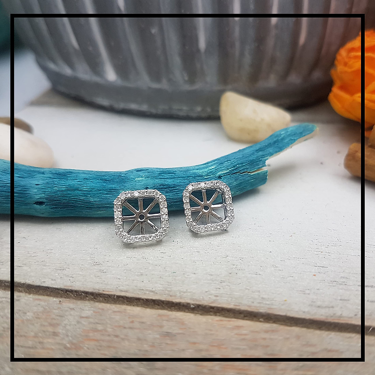 0.26 Carat (ctw) Round White Diamond Removable Jackets For Stud Earrings 1/4 CT, 14K White Gold