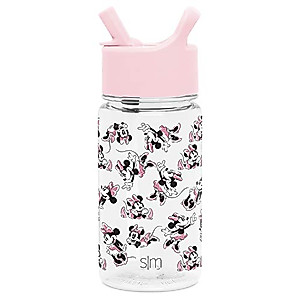 Simple Modern Disney Kids Water Bottle Plastic BPA-Free Tritan Cup with Leak Proof Straw Lid | Reusable and Durable for Toddlers, Boys, Girls | Summit Collection | 16oz, Minnie Mouse Retro
