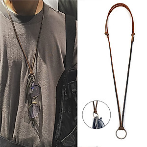 Decker Glasses Necklace Sunglasses Holder Hanging Ring Leather Cord Adjustable Eyeglasses Strap Alloy Loop Ring (Silver Ring)