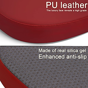 BUYUE 14" Metal Chair Cushions with Magnetic Set of 4, Luxury PU Leather Waterproof Anti-Slip Seat Pads for Kitchen Cafe Dining Bistro Stackable Chairs (U-Shape, Red, 4)