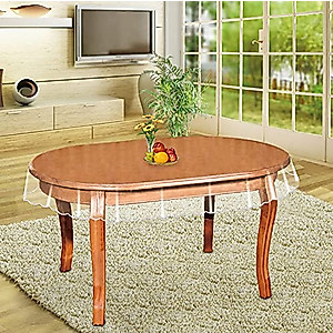 Clear Table Protector Thick Transparent Plastic Tablecloth Waterproof and Oil-Proof Perfect for Oval Dinner Table and Writing Desk – 5472 Inch