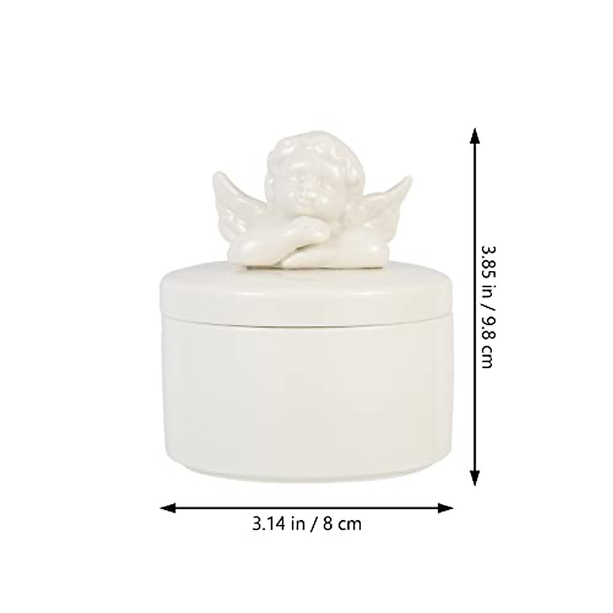 STOBAZA 1pcs Ceramic Cherub Figurine Jewelry Organizer Peal White Jewelry Trinket Box Cherub Jewelry Box for Trinkets, Jewelry, Ring, Earrings, Wedding Candies and Party Favor, (Style B)
