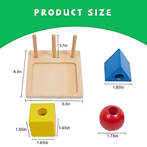 Montessori Toys for 1 2 3 Years Old - 3 Colored Cubes on Wooden Peg Toys, Baby Game for Color Recognition Shape Sorter, Montessori Materials Wooden Sorting and Stacking Toys for Boys and Girls Gift