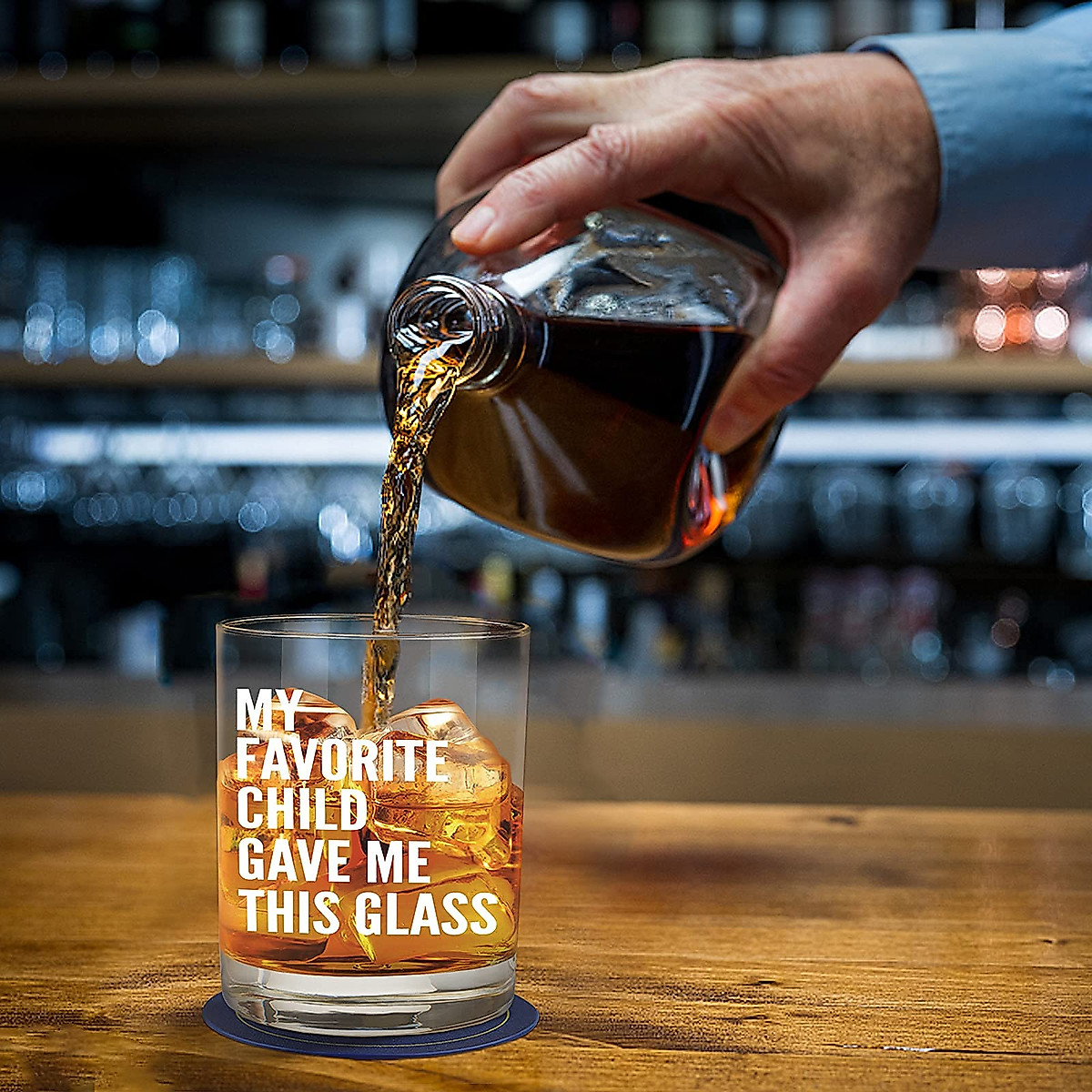 My Favorite Child Gave Me This Funny Whiskey Glasses Gifts for Dad Mom - Novelty Birthday Gifts for Parents, Men, Women, Him, Her, Mom Dad Gifts from Kids, Daughter, Son, Present for Parents, 11 oz