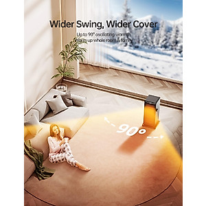 Space Heater, SANVINDER 1500W Portable Electric Heater for Bedroom, ECO Thermostat 90° Oscillating, 24 hours timer, Fast Heating, with Remote, Overheat Protection, LED Display for Office