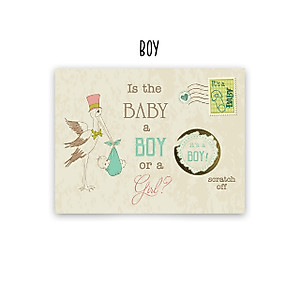 My Scratch Offs - 25 Pack Its a Boy Vintage Stork Baby Carriage Gender Reveal Scratch Off Cards & Stickers Funny Games Ideas for Family and Guests