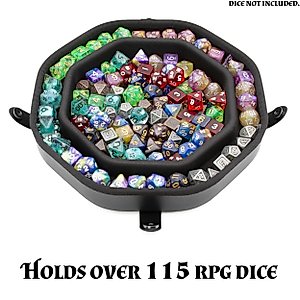 CASEMATIX Dice Tray and Dice Storage Case for Up to 115 RPG Dice - Dice Tray for Rolling with Magnetic Snaps, Embossed Dragon Design and Non-Scratch Interior for Random Rolls Dice Protection