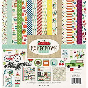 Echo Park Paper Company Homegrown Scrapbook Collection Kit Green 12-x-12-Inch