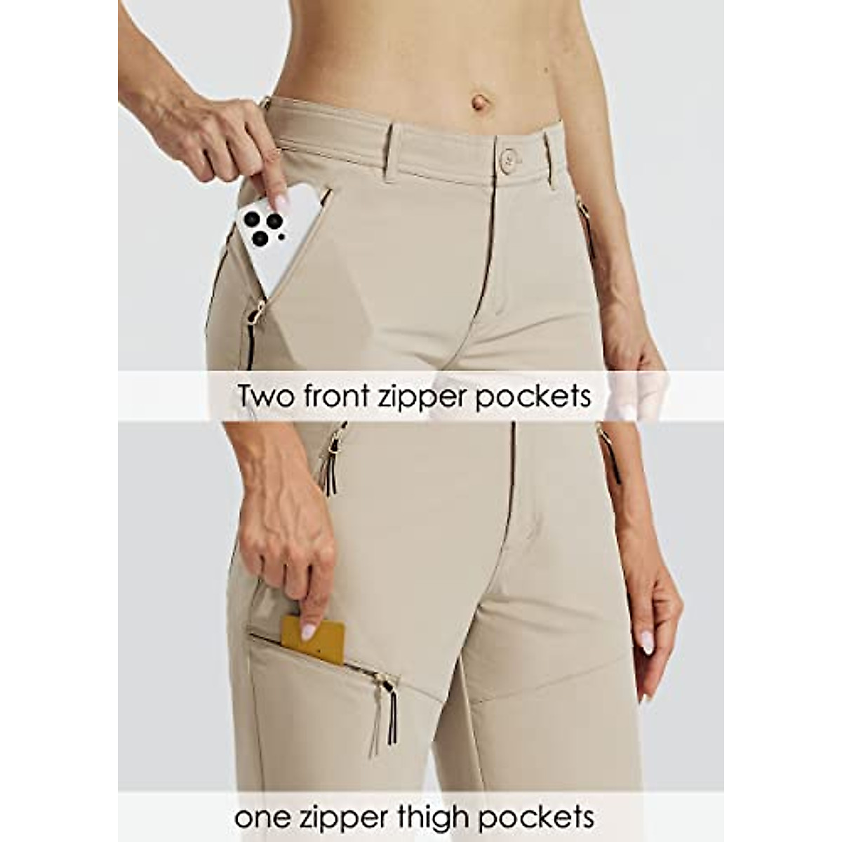 Willit Women's 10" Hiking Golf Long Shorts Quick Dry Athletic Outdoor Summer Shorts with Pockets Khaki Size 10